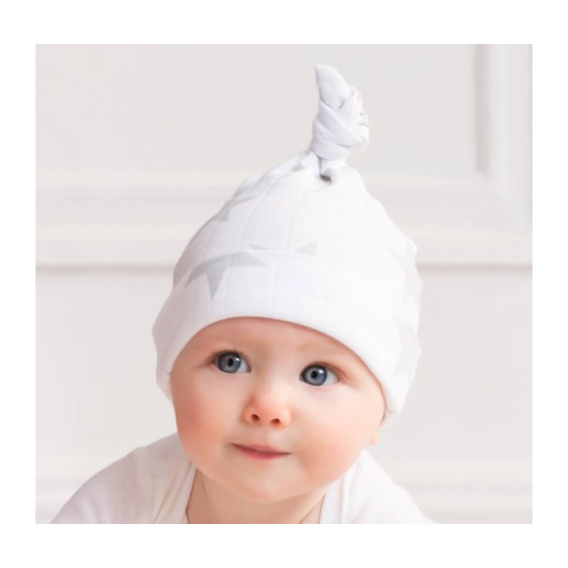 2 Bonnets de naissance (motifs Confetti et uni blanc)