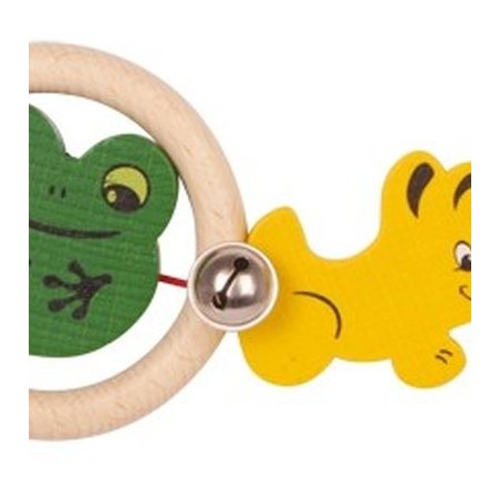 Hochet en bois avec grelot et anneaux